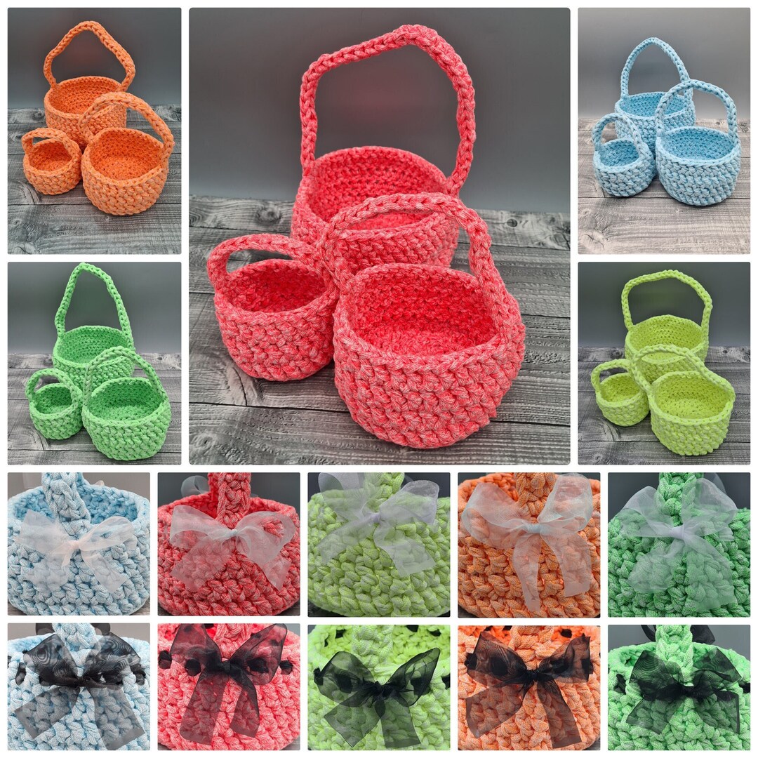 Neon Basket Crochet Black, White or No Ribbon Easter Basket Flower Girl ...