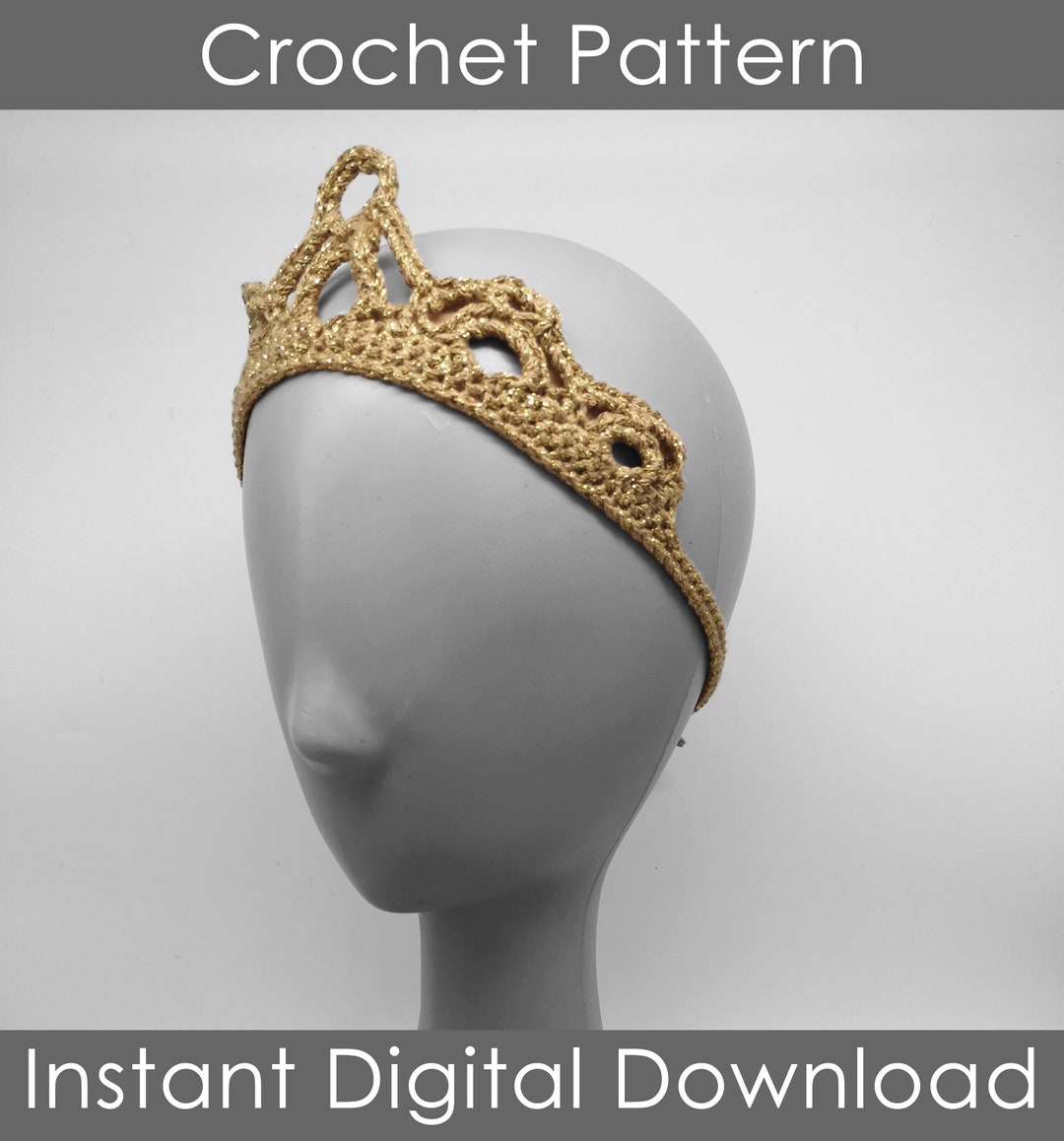 Crochet Tiara Pattern: Queen Princess Crown (PDF Digital Download) - Etsy