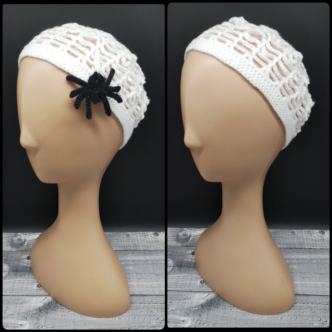 Spider Web Hat with Removable Spider Crochet Mesh Lace Hat Netted ...