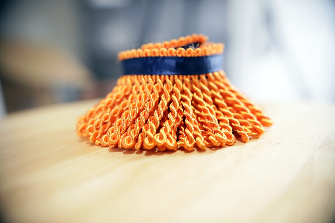 Premium Orange Bullion Fringe With Navy Border of Blue Israelite ...