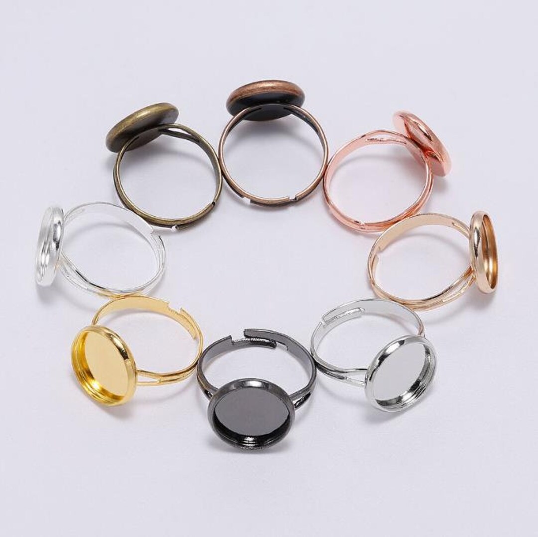 8mm - 25mm Round Adjustable Ring Blank - Bezel Ring Blanks - Brass Ring ...