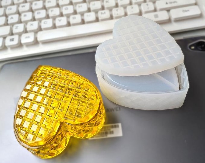 Bowknot Heart Shaped Storage Box Concrete Silicone Mould Heart Epoxy ...