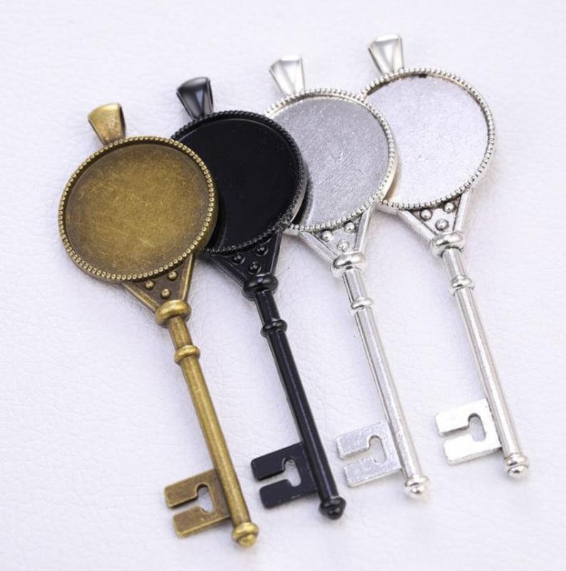 25mm Key Pendant Blanks-1'' Round Cabochon Trays-key Shaped Pendant ...