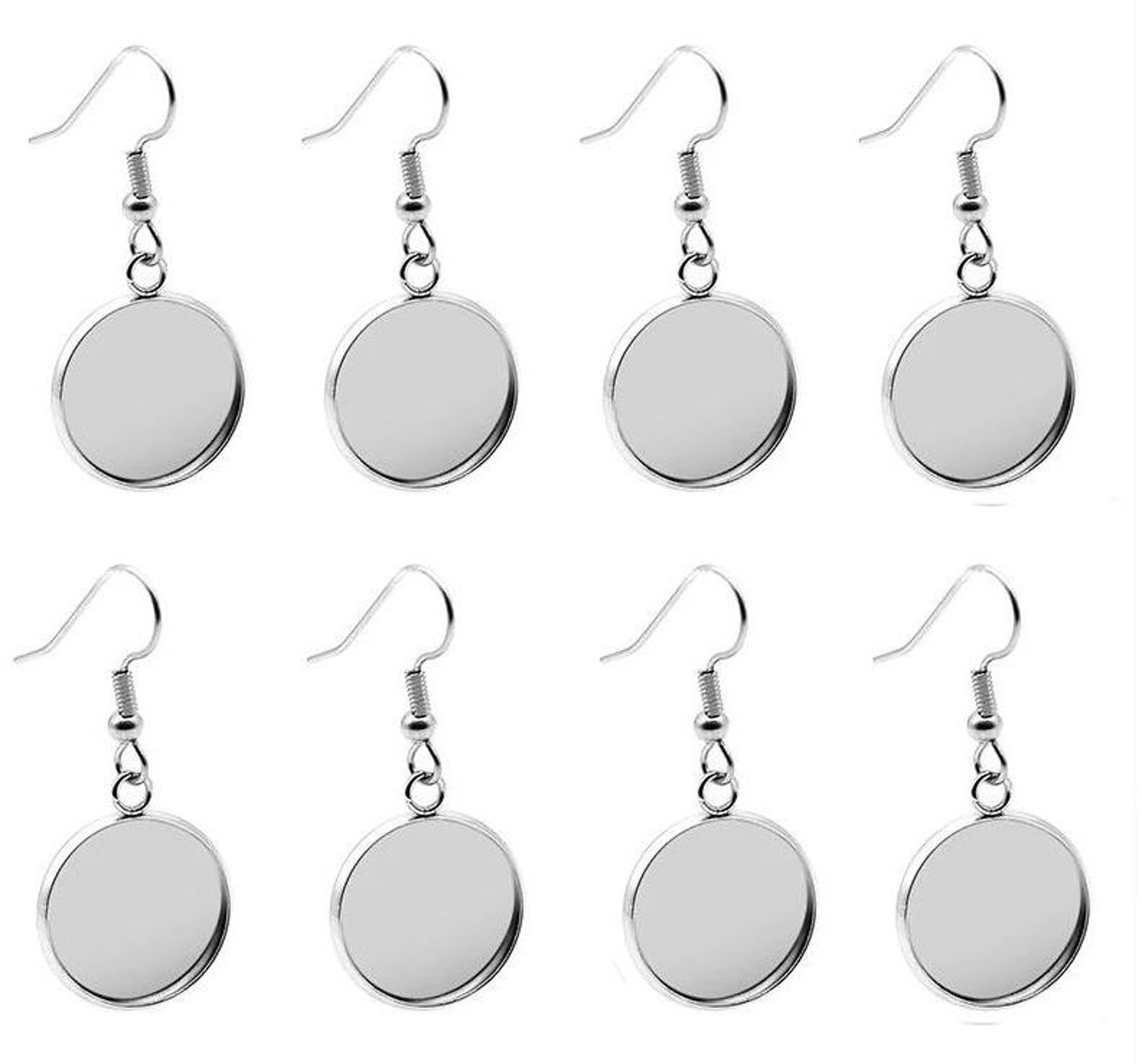 20pcs Stainless Steel Earring Bases, Blanks Earring Base 8mm10mm 12mm ...