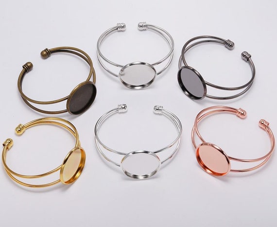 5pcs Cuff Bracelet Blank Cuff Bezel Bangle 20mm Round | Etsy