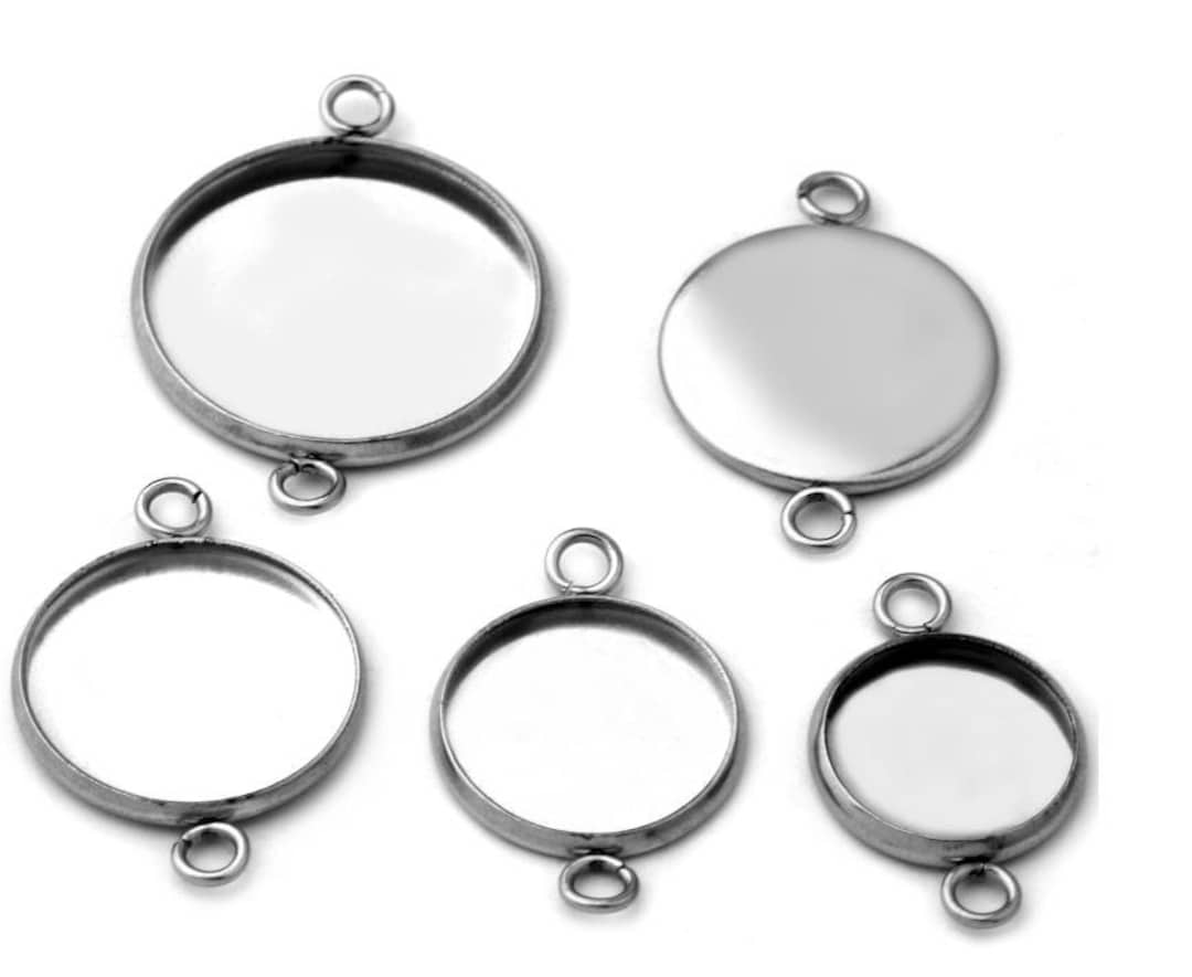 20pcs 316L Surgical Stainless Steel Bezel Trays With 2 Loops, Cabochons ...