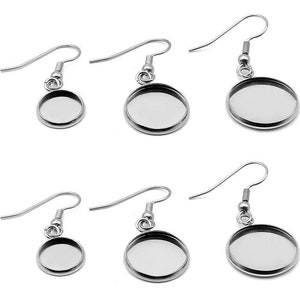20pcs Stainless Steel Earring Bases, Blanks Earring Base 8mm10mm 12mm ...