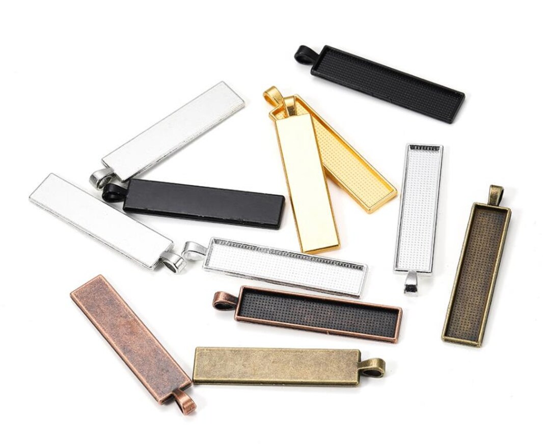 10x50mm Rectangle Pendant Blanks- Rectangle Cabochon Trays-pendant ...
