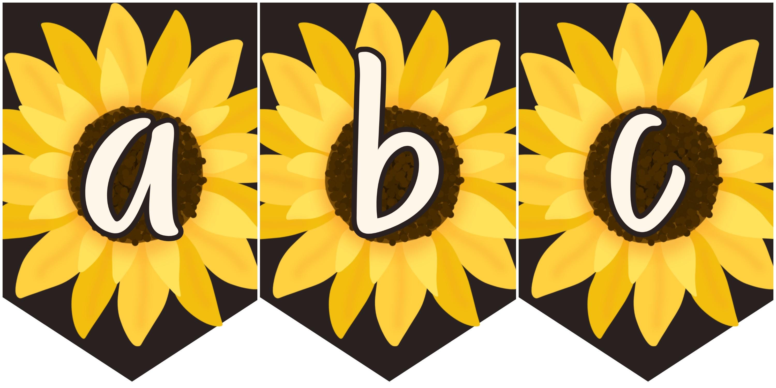 Sunflower Classroom Banner/bunting/all Letters of the Alphabet/2 Colour ...