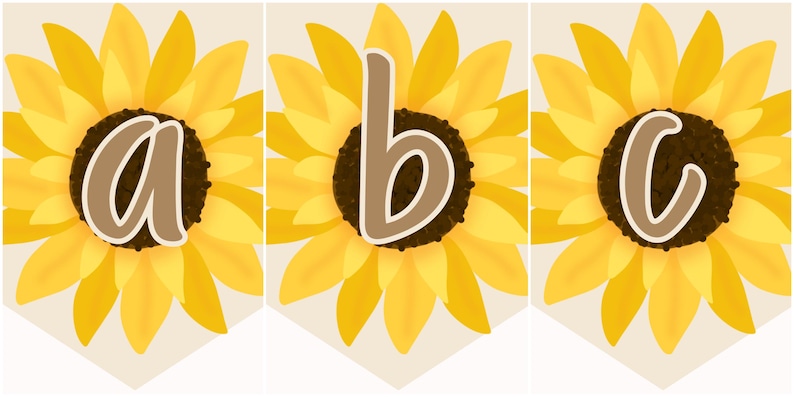 Sunflower Classroom Banner/bunting/all Letters of the Alphabet/2 Colour ...