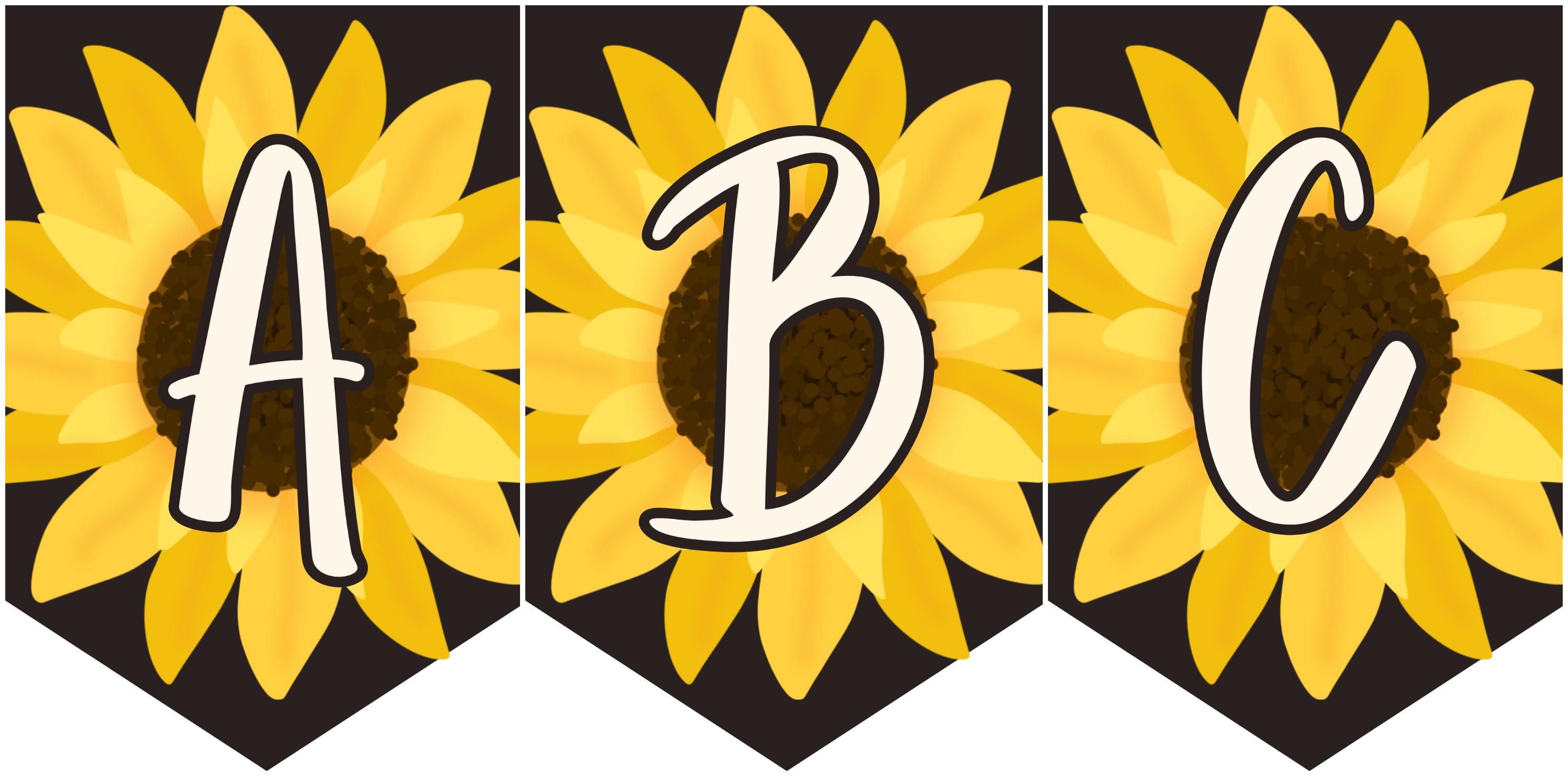 Sunflower Classroom Banner/bunting/all Letters of the Alphabet/2 Colour ...