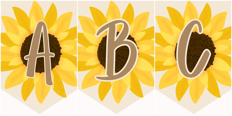 Sunflower Classroom Banner/bunting/all Letters of the Alphabet/2 Colour ...