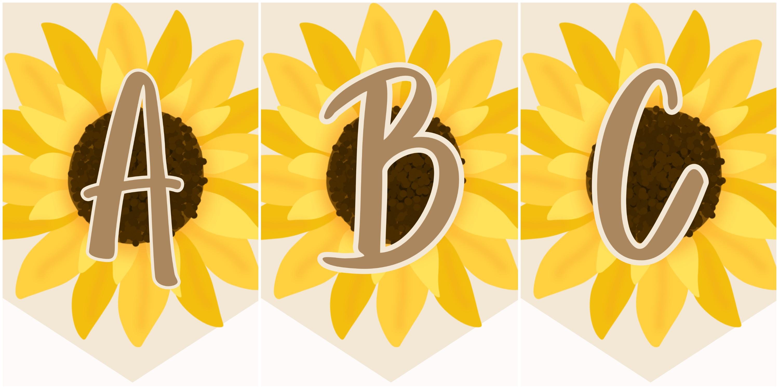 Sunflower Classroom Banner/bunting/all Letters of the Alphabet/2 Colour ...