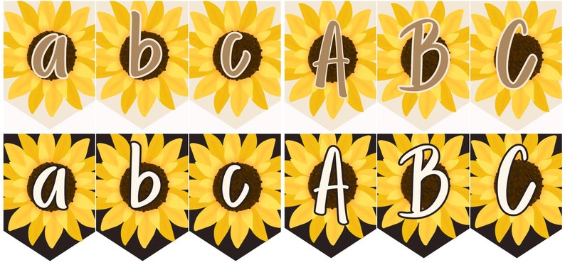 Sunflower Classroom Banner/bunting/all Letters of the Alphabet/2 Colour ...
