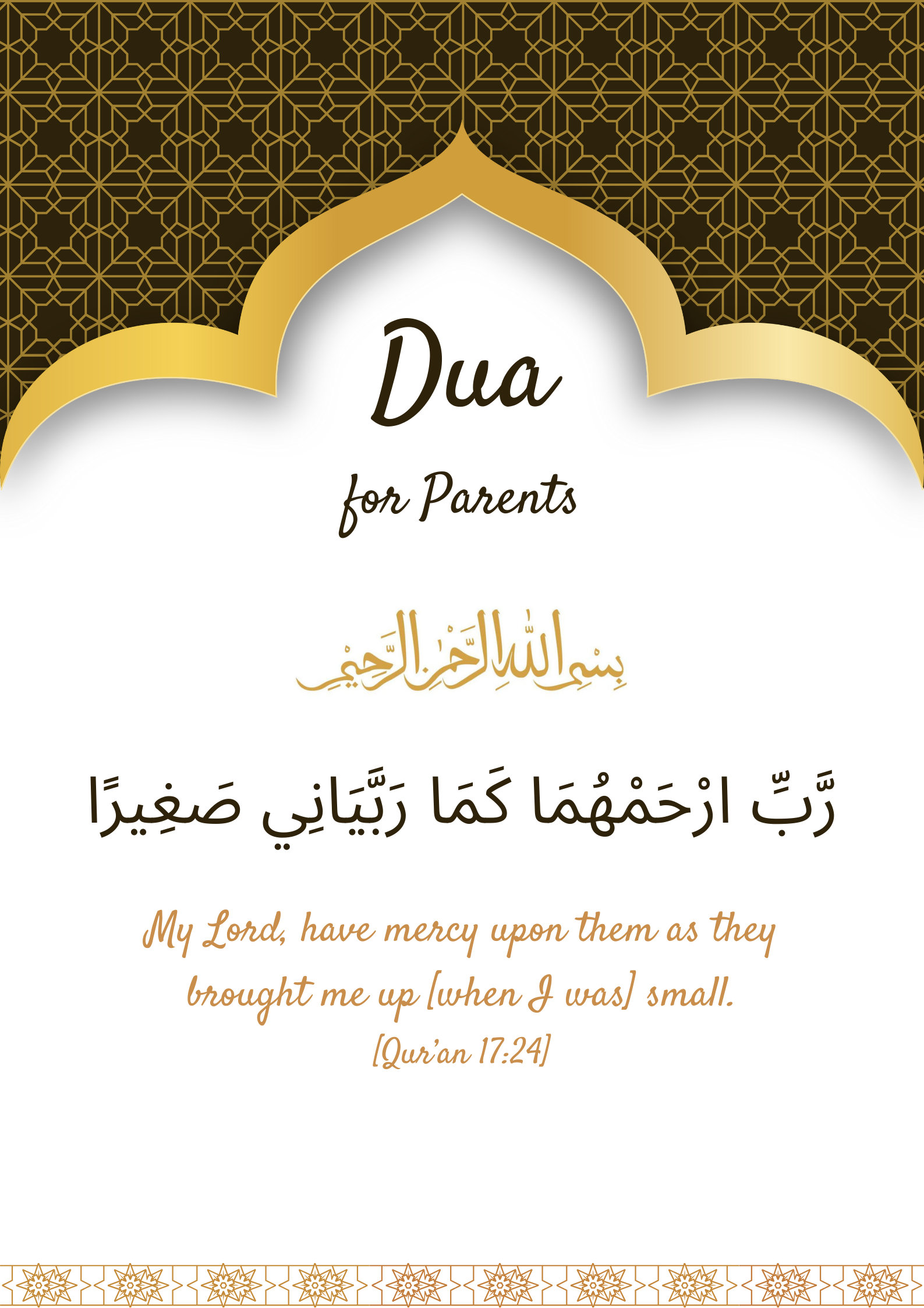 Dua for Parents Print: Islamic Prayer, Quran Verse, Eid Gift Etc ...