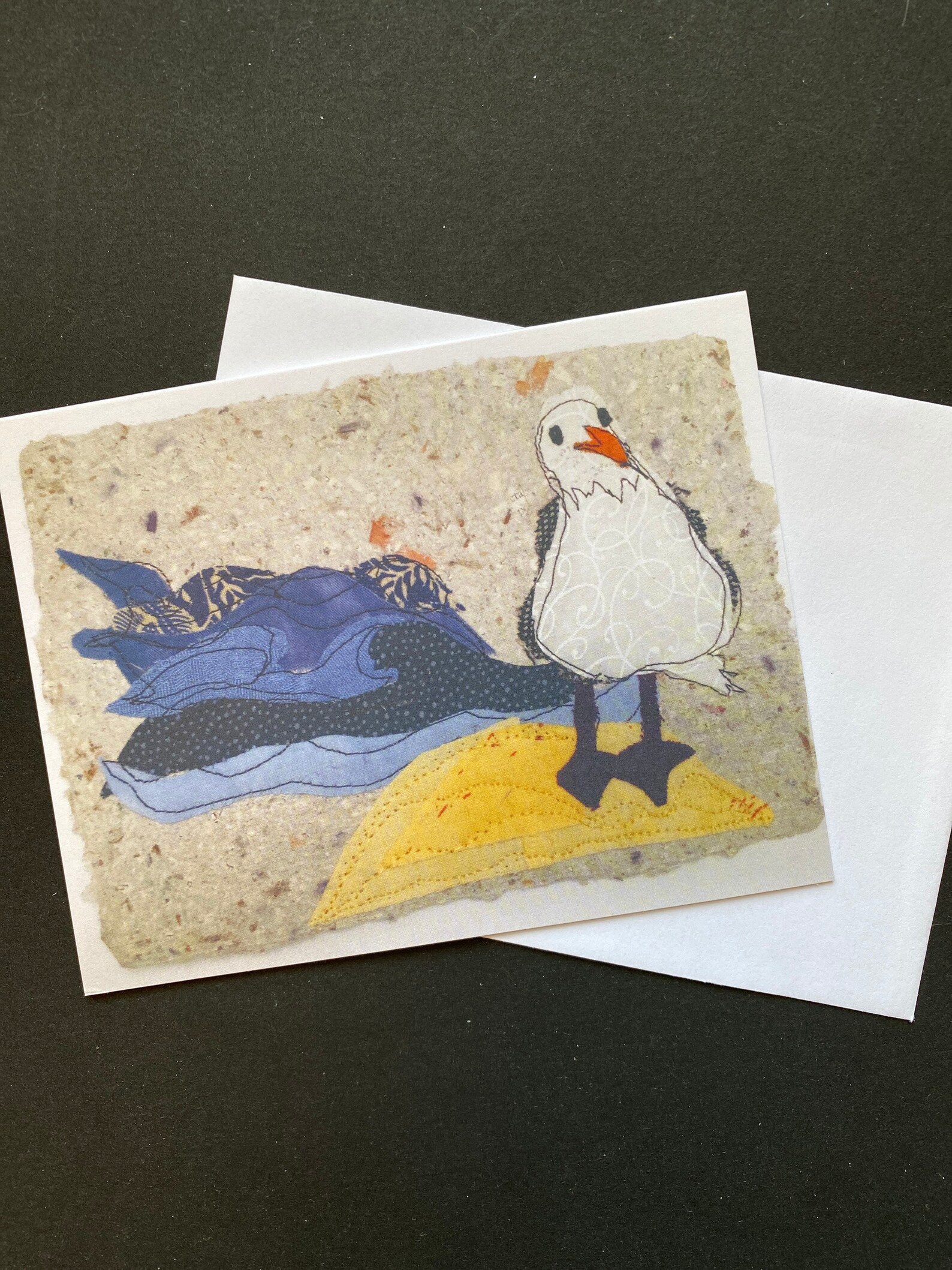 Seagull Notecard. Folded Blank Card, Print of Whimsical Original Mixed ...