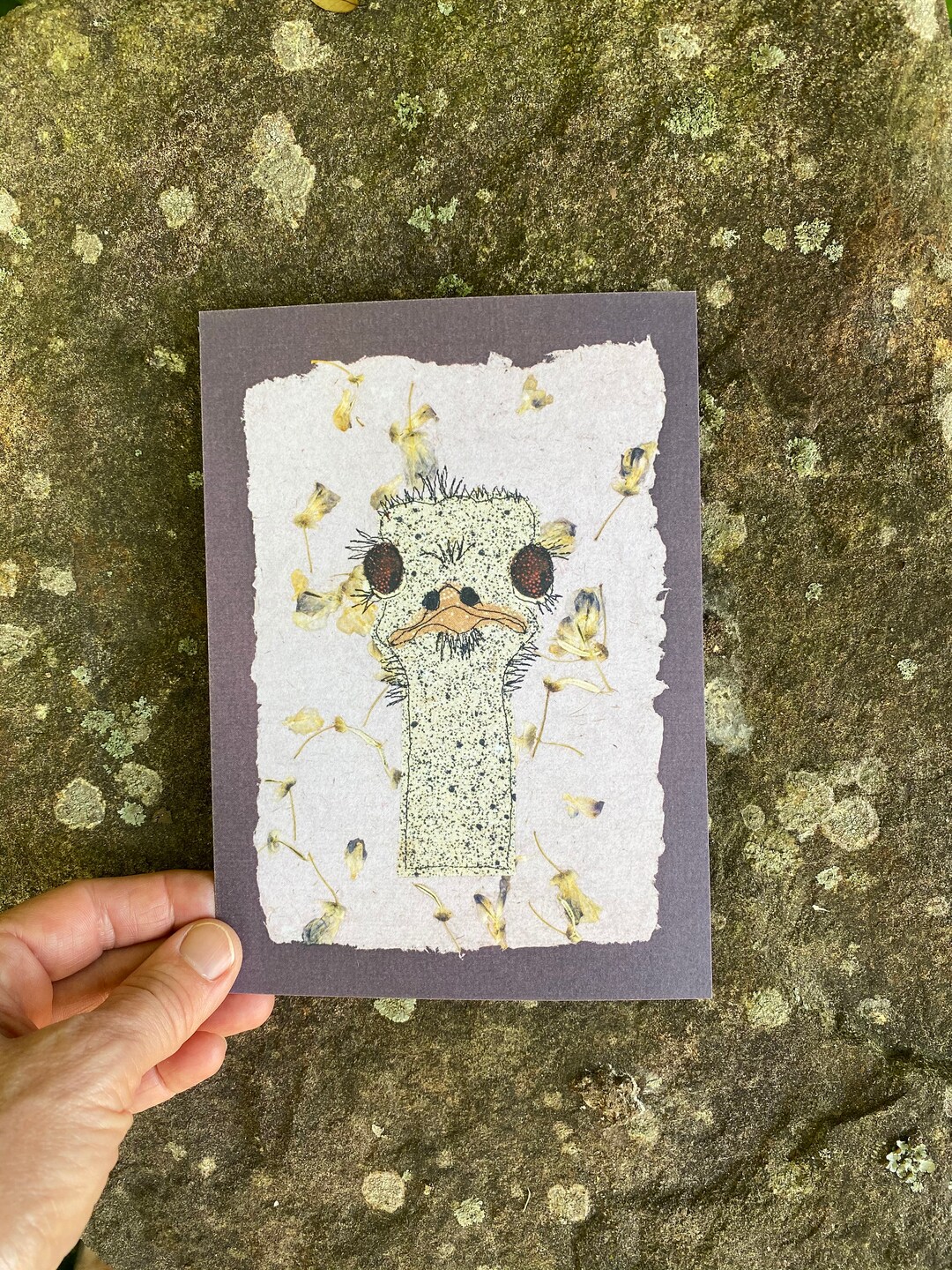 Emu or Ostrich 5x7 Postcard Print. Whimsical Greeting, African or ...