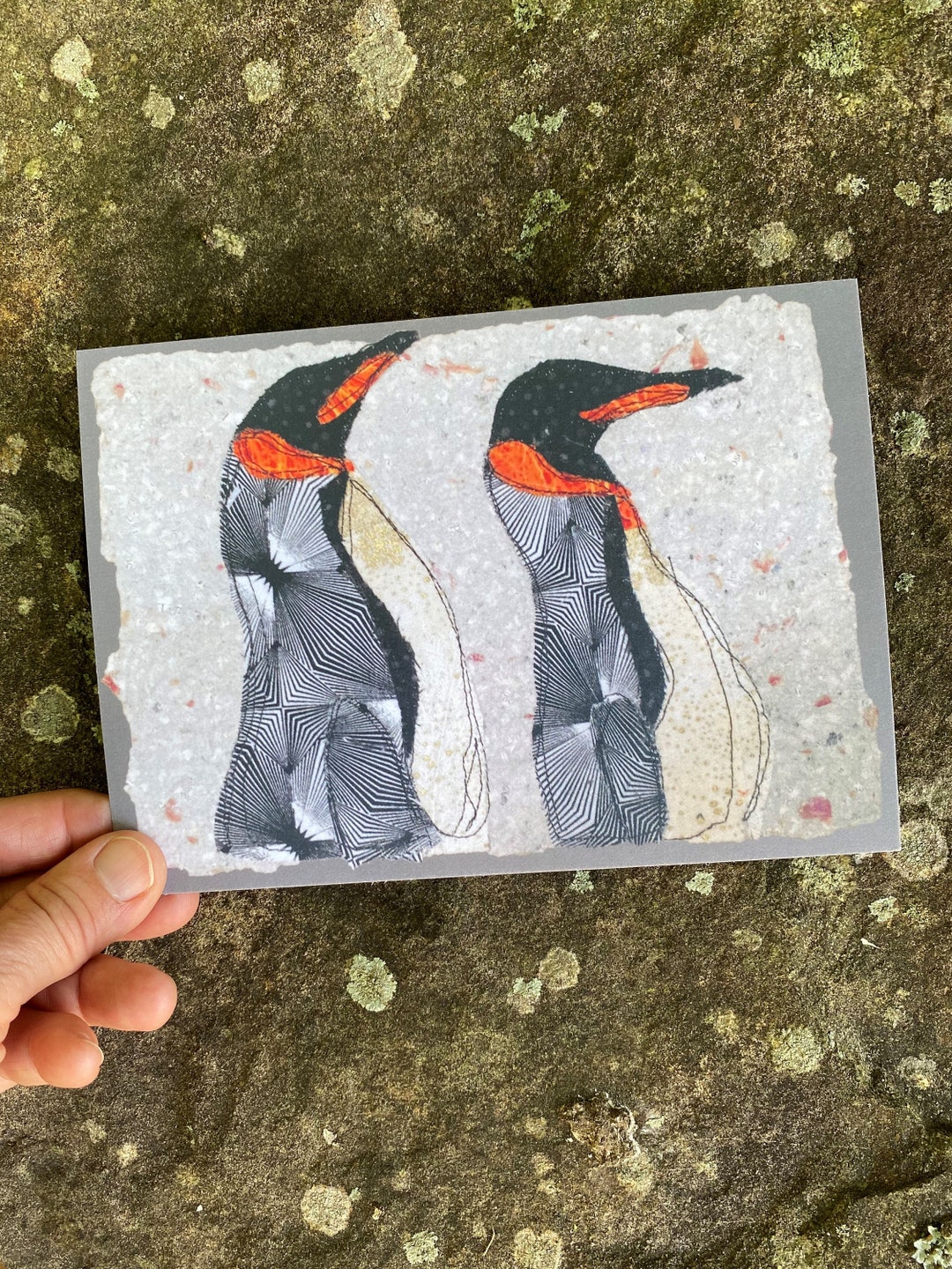 King Penguin Postcard, 5x7 Print of Original Mixed Media Art ...