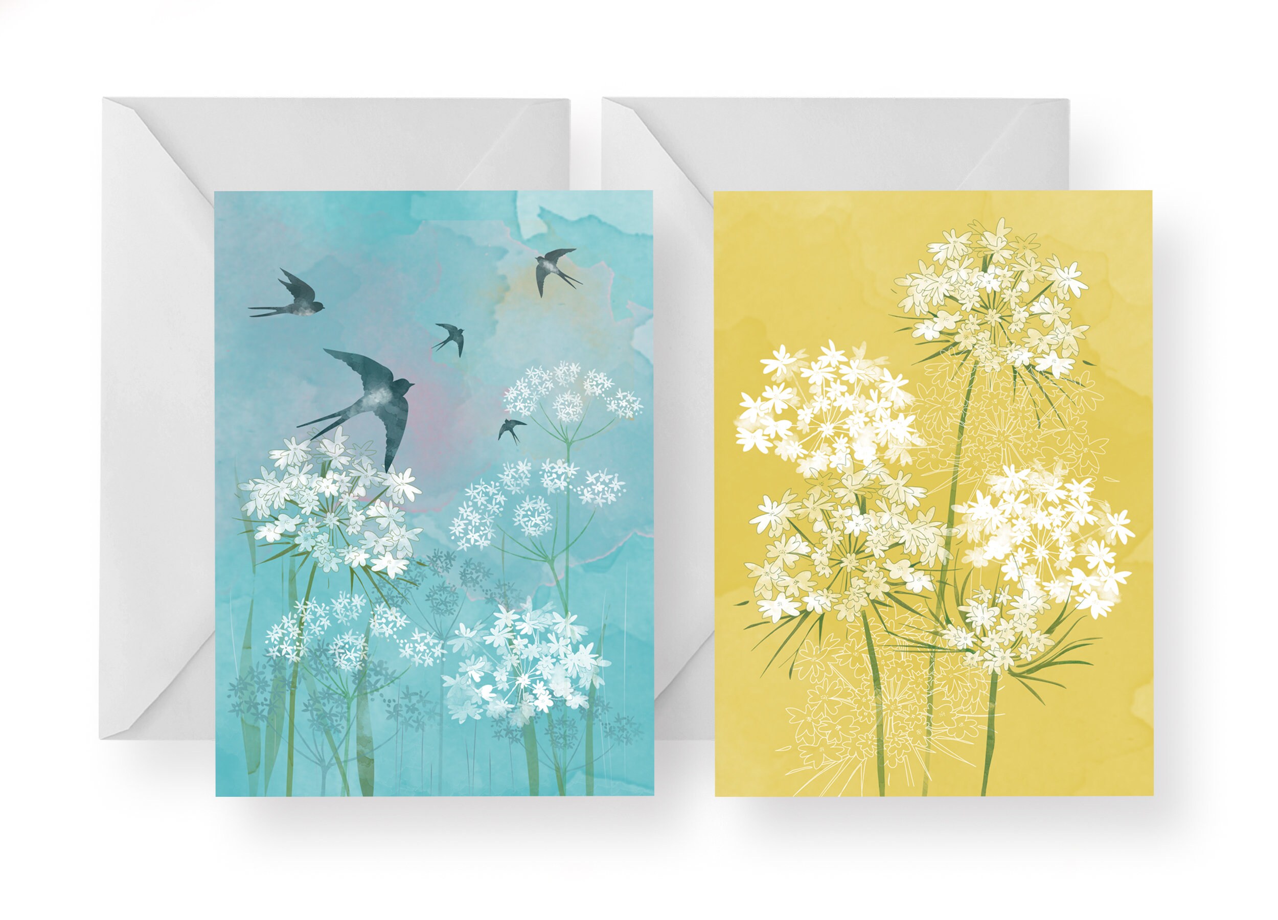 10 Floral Notelets With Envelopes/ 10 Floral Illustration - Etsy