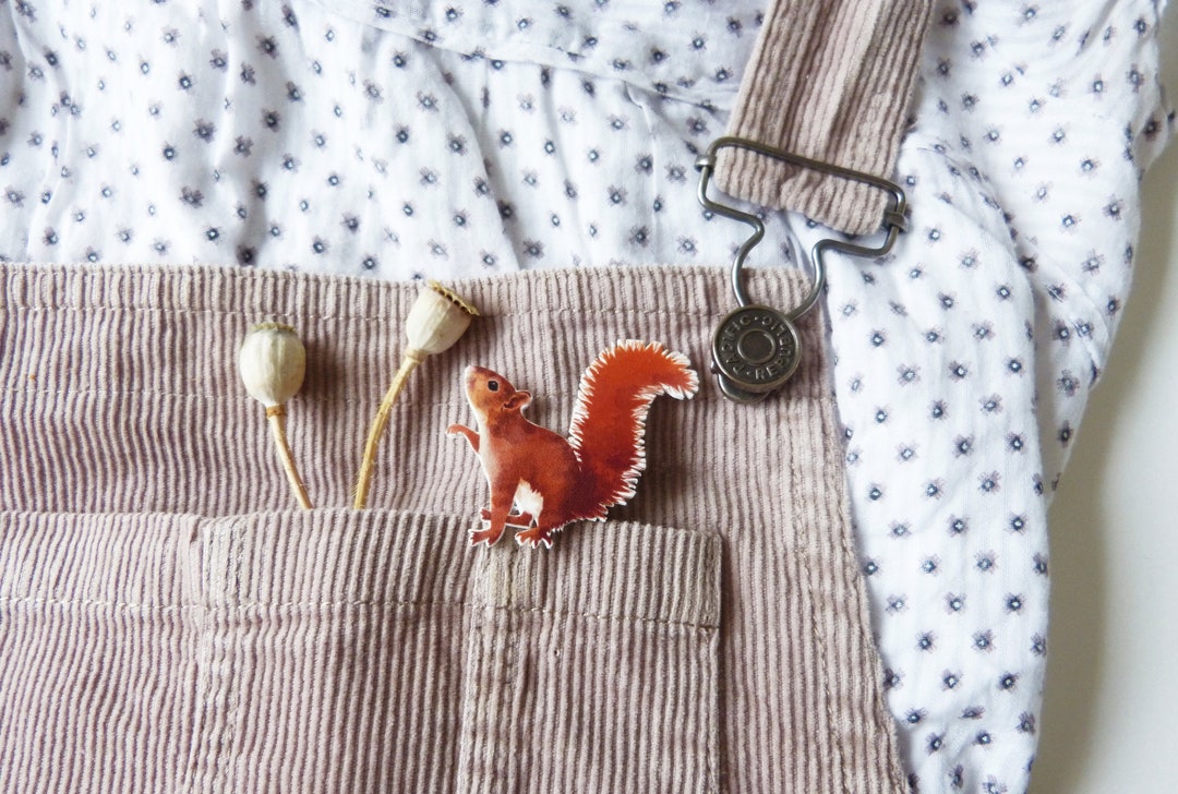 Squirrel Pin Badge, Woodland Animal Broach - Etsy