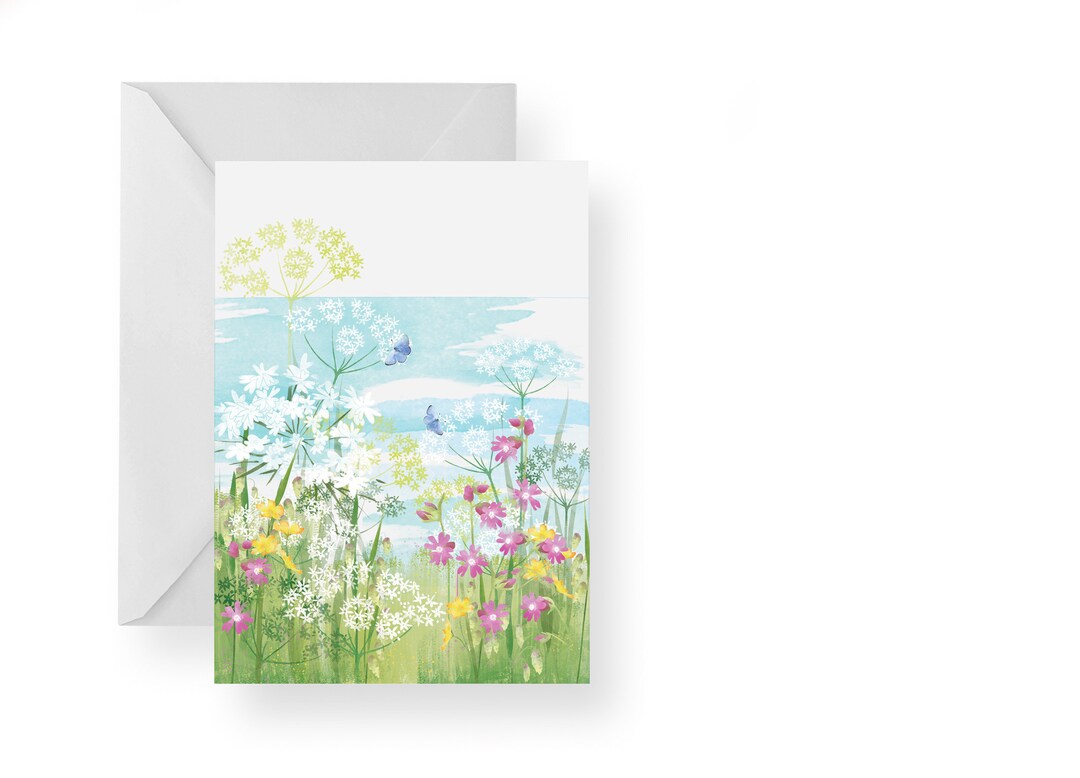 Wild Flowers Greetings Card/ Coastal Florals Blank Card/ Contemporary ...