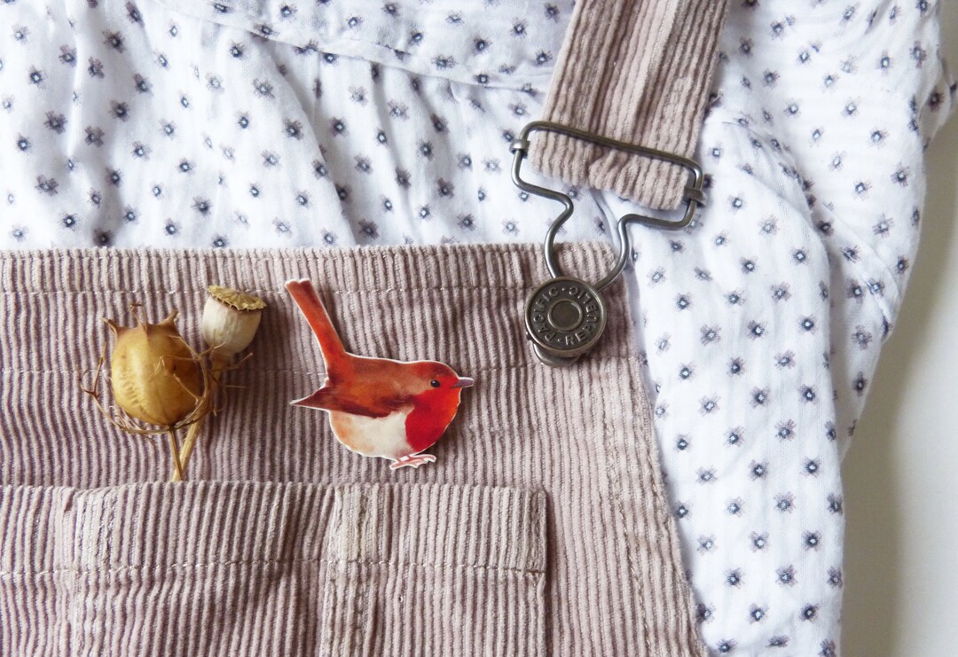 Robin Pin Badge/ Robin Broach/ Bird Pin Badge/ Spring Gifts/ Rebecca ...