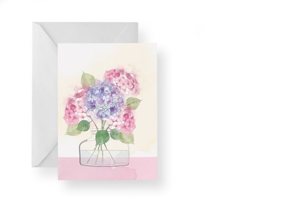 Hydrangea Card/ Contemporary Floral Greetings Card/ | Etsy UK