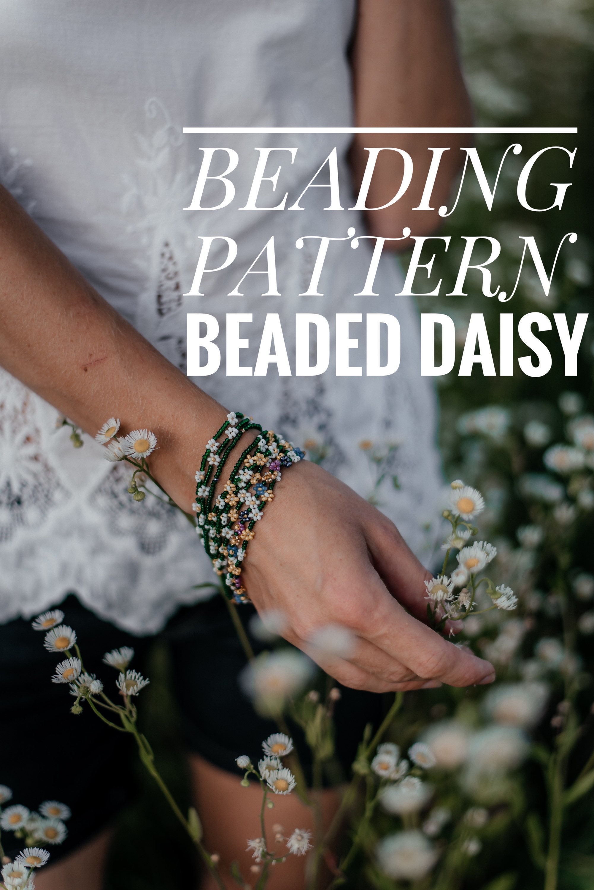 DIY Beaded Daisy Flowers Bracelet or Choker, Daisy Seed Bead Chain ...