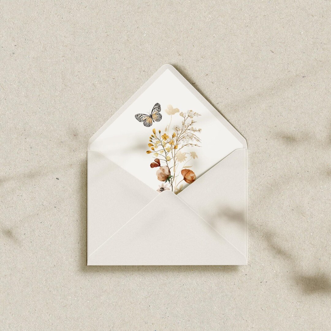 Butterfly Envelope Liner Template | A7 Envelope Liner | Floral ...