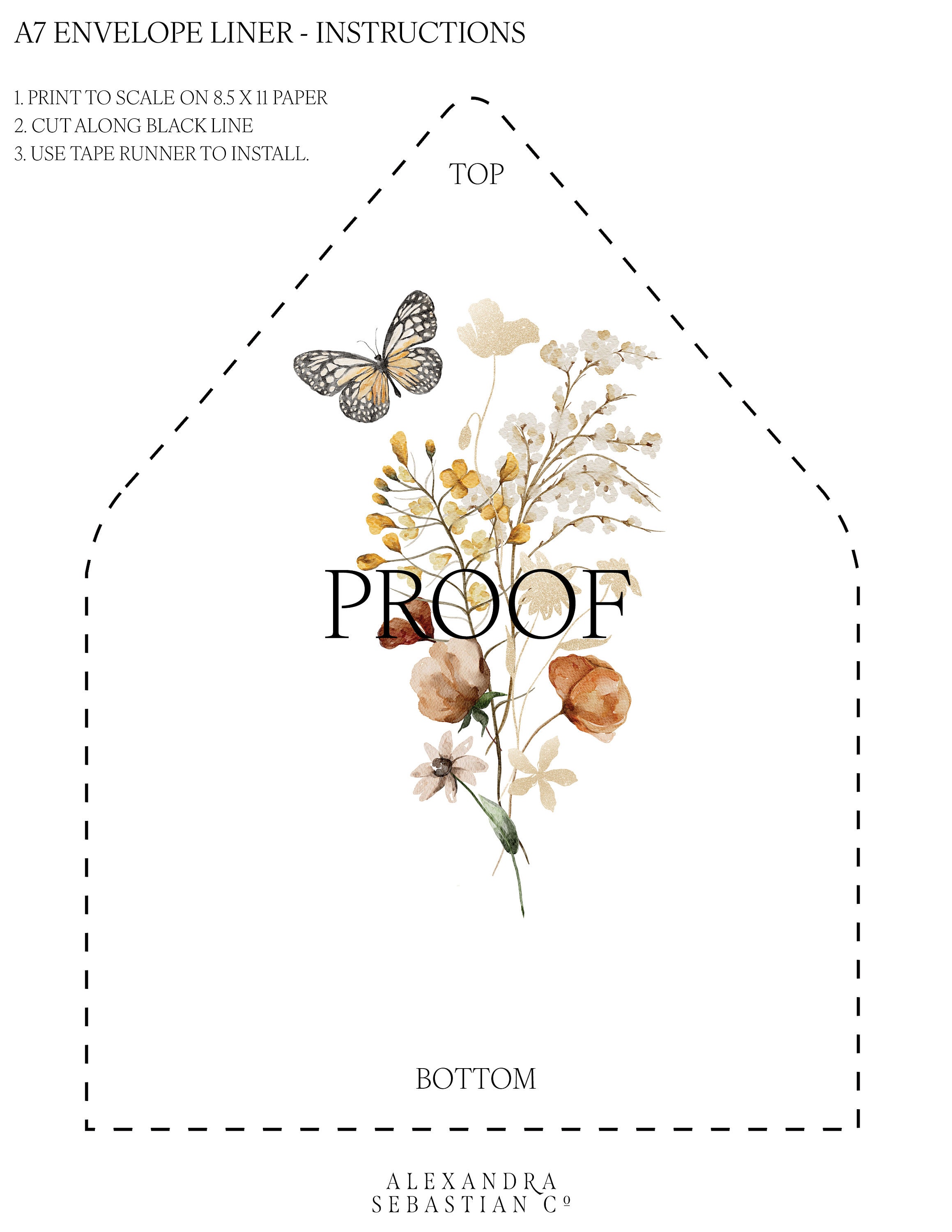 Butterfly Envelope Liner Template | A7 Envelope Liner | Floral ...
