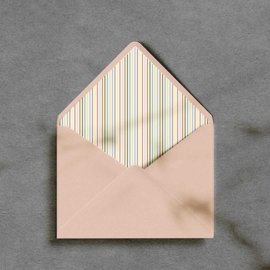 Whimsical Striped Envelope Liner| Pastel Striped Envelope | Envelope ...