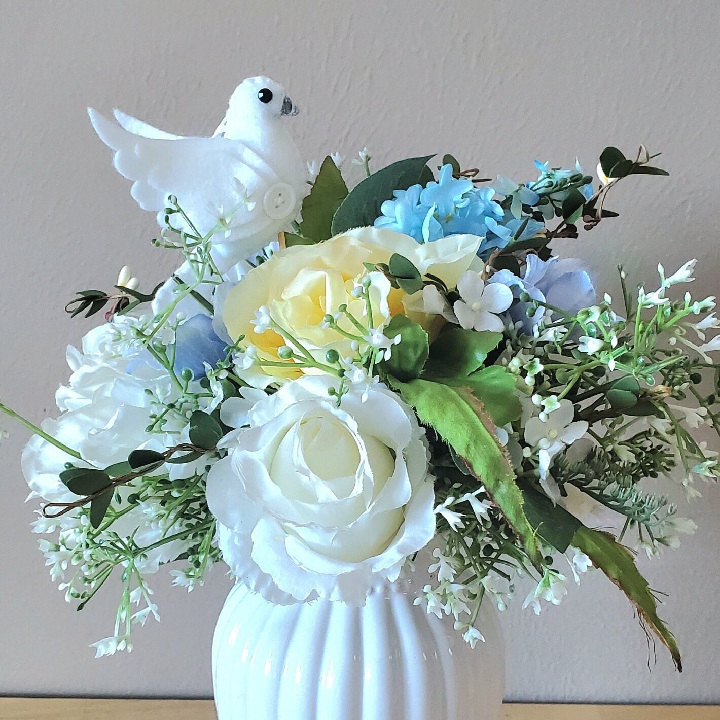 Handmade Felt Dove Ornament: Christmas Decor, Floral Pick - Etsy