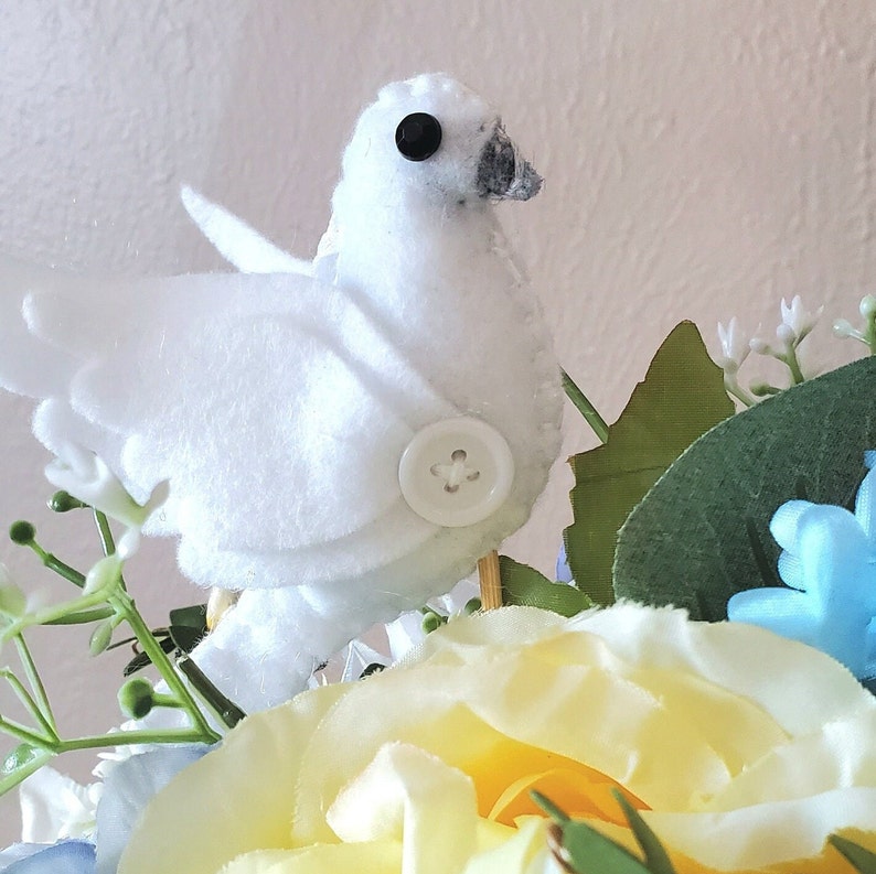 Handmade Felt Dove Ornament: Christmas Decor, Floral Pick - Etsy