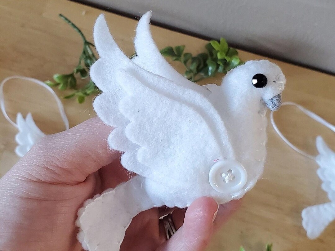 Handmade Felt Dove Ornament: Christmas Decor, Floral Pick - Etsy