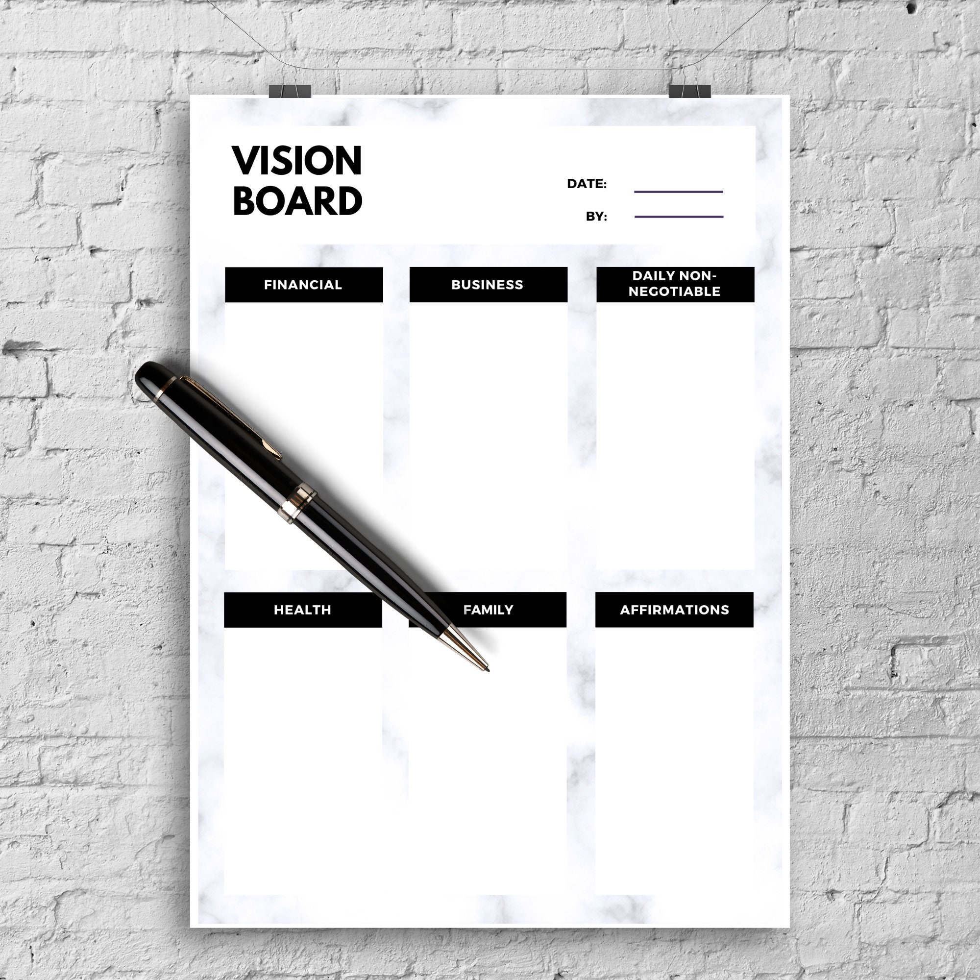 Vision Board Template Printable, Modern Vision Board, Instant Download ...
