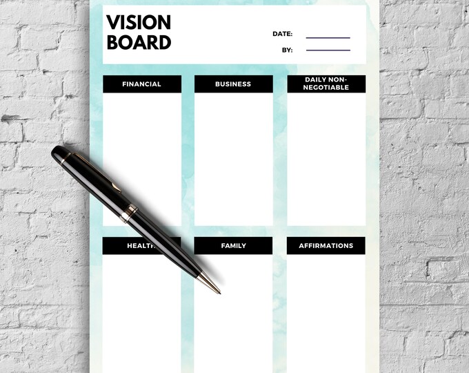 Vision Board Template printable for Bullet Journal or Planner Print on ...