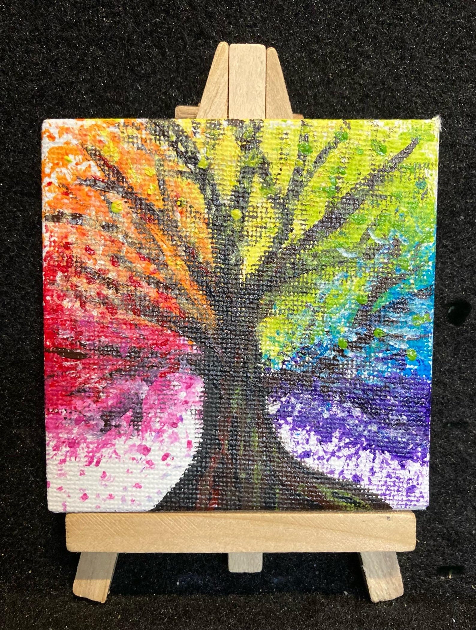 Handpainted Acrylic Mini Canvas | 3”x3” Stretched Canvas With Eisel ...