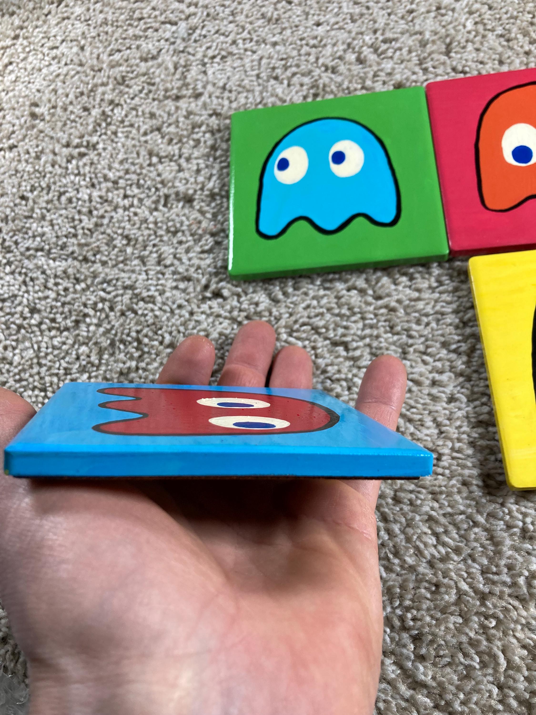 Hand-painted Pac-man Coaster Set – Retro Gamer Drink Coasters | 80s ...