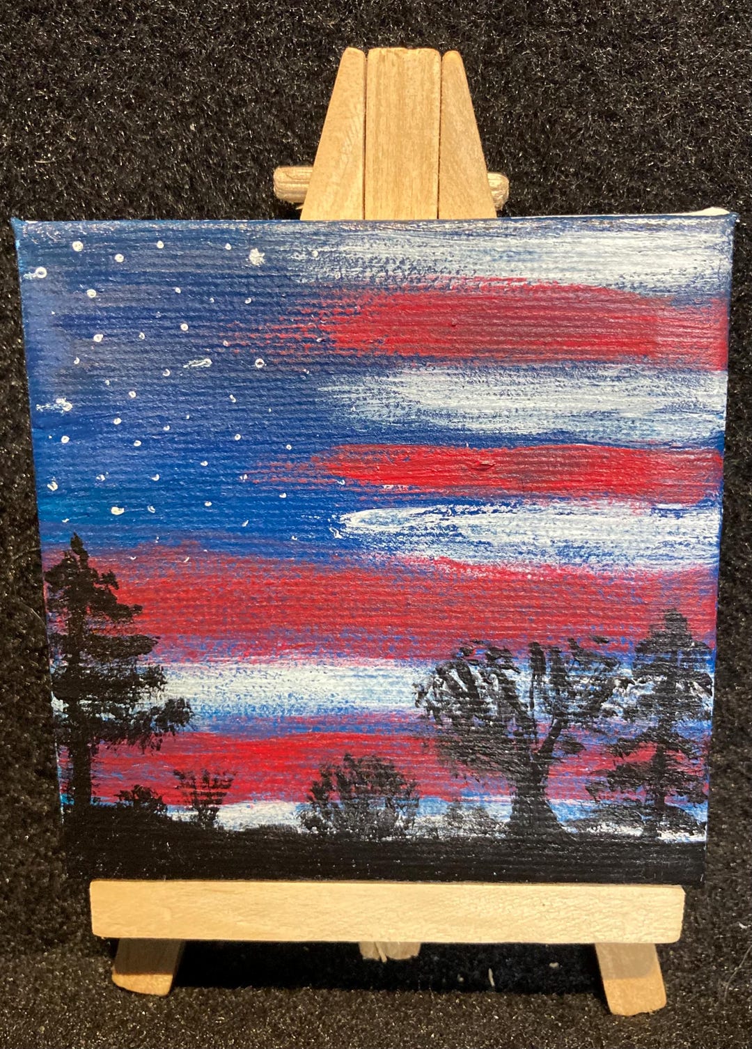 Handpainted American Flag Mini Canvas With Easel | Patriotic Decor - Etsy