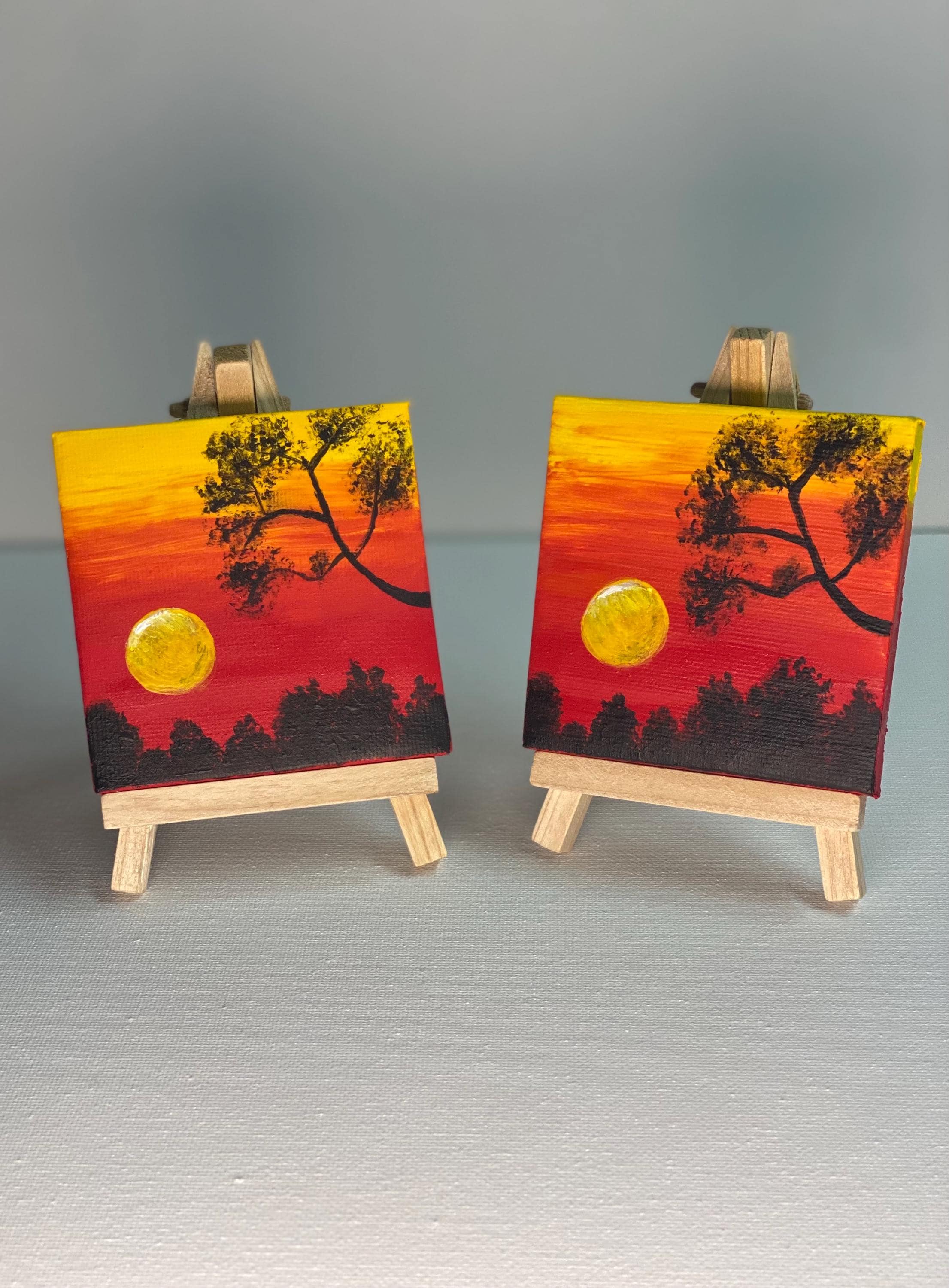 Handpainted Acrylic Mini Canvas | 3”x3” Stretched Canvas With Eisel ...