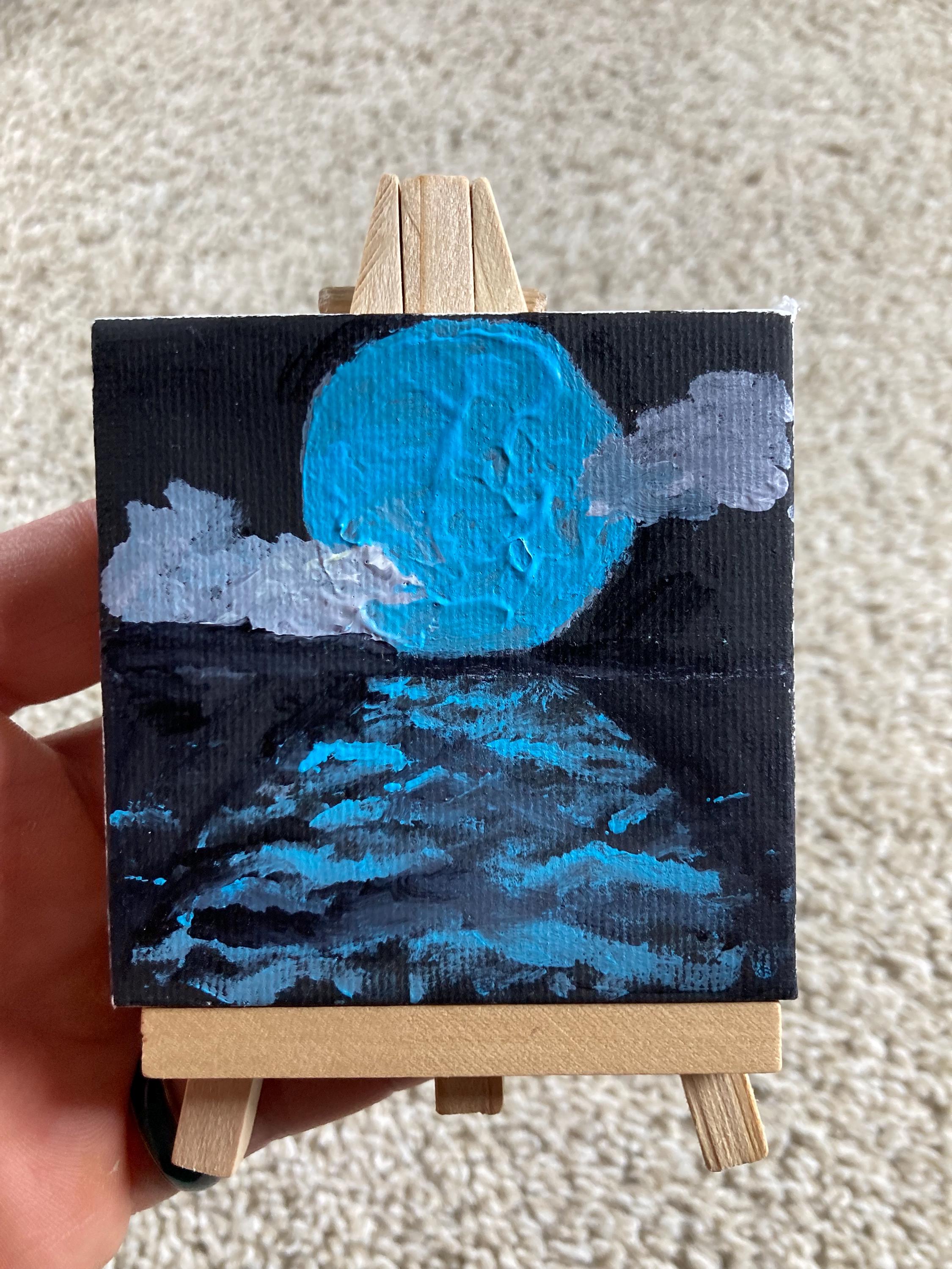 Miniature Landscape Paintings With Easels – Hand-painted 3x3 Canvas Art ...
