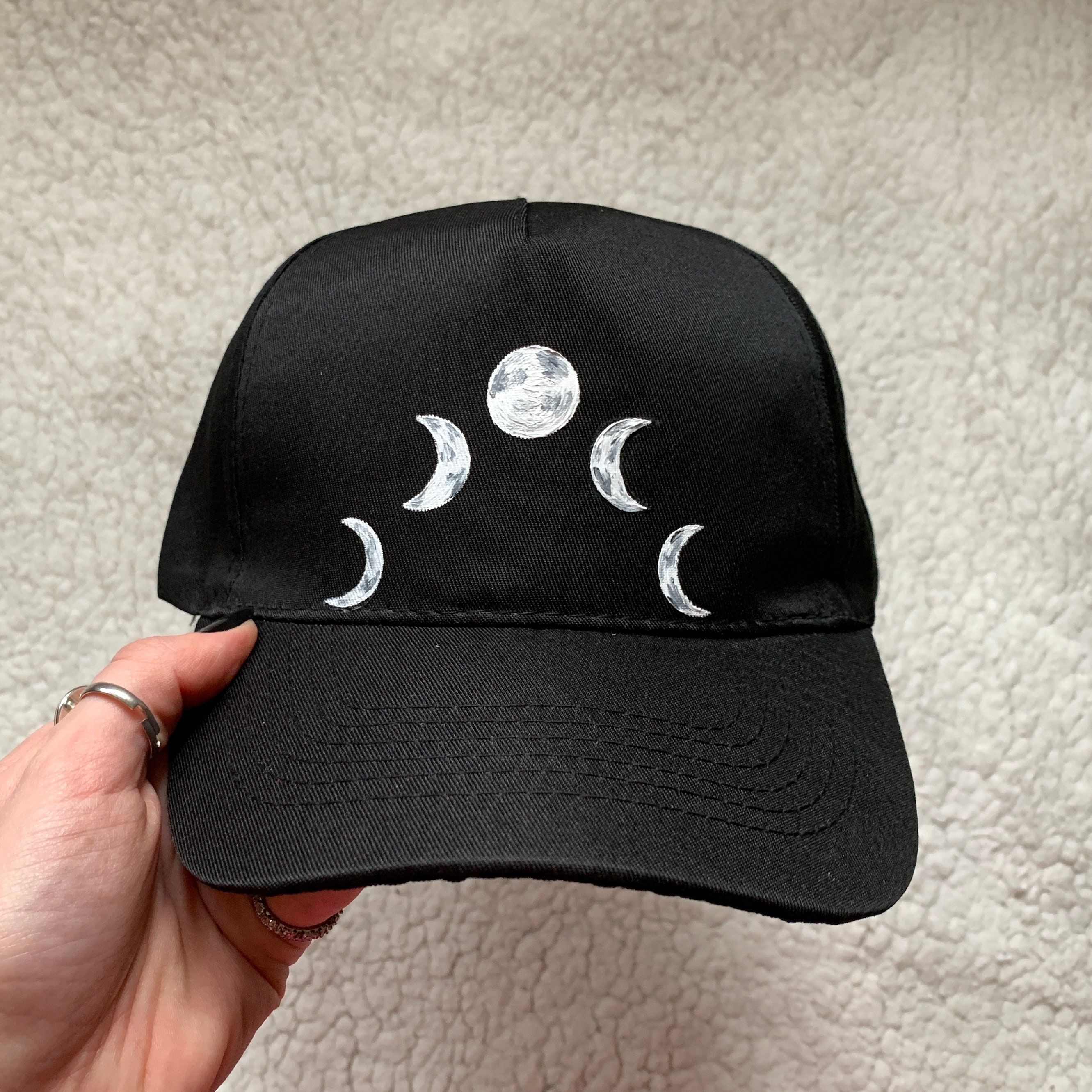 Custom Moon Cap Moon Phases Acrylic Painting Hand Painted | Etsy