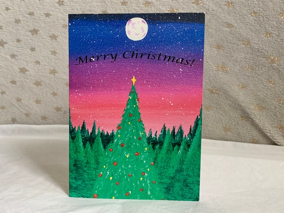 Christmas Card Acrylic Painted Christmas Cards Handmade - Etsy UK