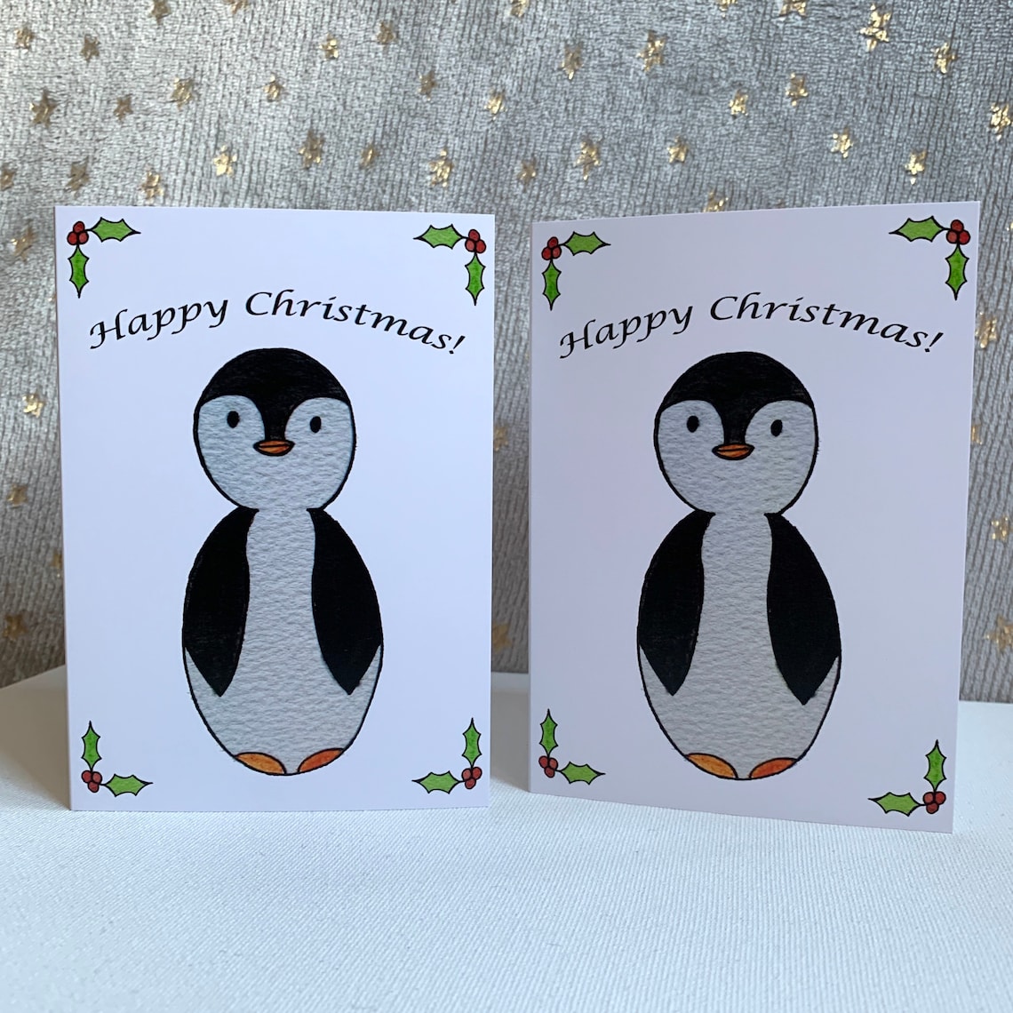 Penguin Christmas Card Watercolour Christmas Cards Handmade - Etsy UK