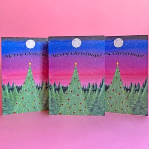 Christmas Card Acrylic Painted Christmas Cards Handmade - Etsy UK