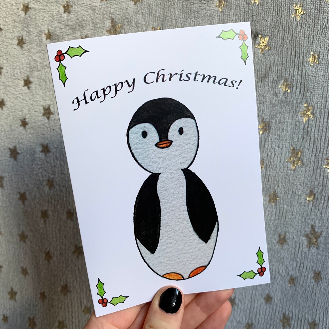 Penguin Christmas Card Watercolour Christmas Cards Handmade - Etsy UK