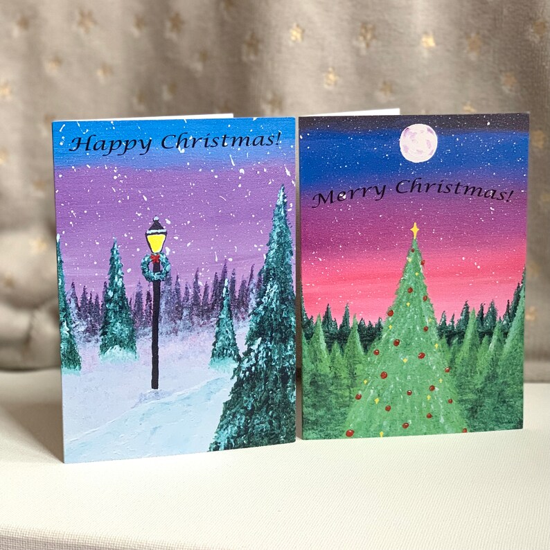 Christmas Card Acrylic Painted Christmas Cards Handmade - Etsy UK