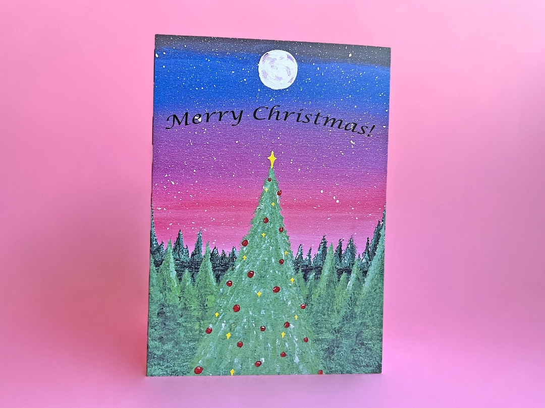 Christmas Card Acrylic Painted Christmas Cards Handmade - Etsy UK