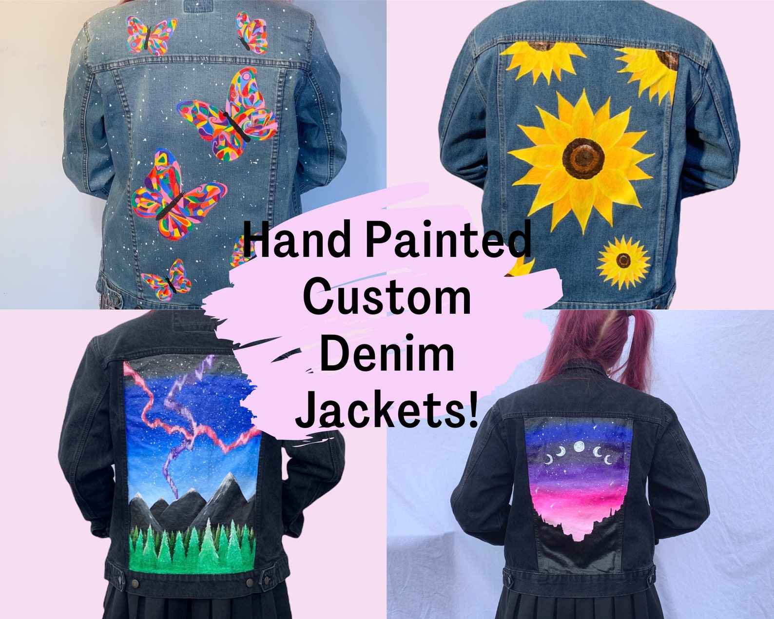 Custom Painted Denim Jacket Hand Painted Jacket Personalised - Etsy UK
