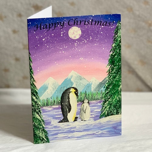 Christmas Card Acrylic Painted Christmas Cards Handmade - Etsy UK